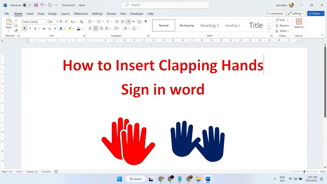 How to insert clapping hands sign in word - YouTube