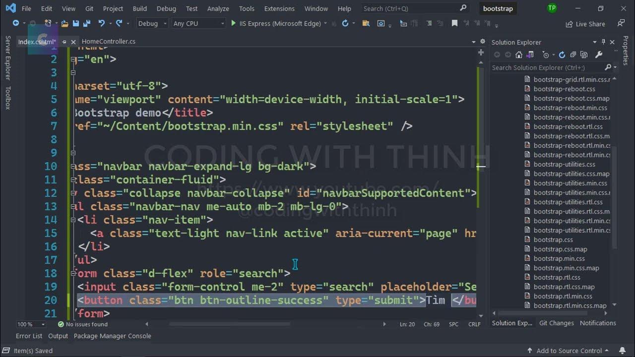Lập Trình Web ASP.NET - Sử dụng Bootstrap trong dự án ASP.NET - Coding With Thinh - YouTube