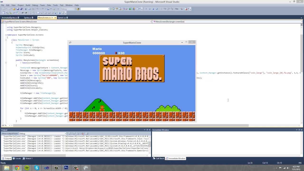XNA: Programming Mario 5 - Finished Menu, Input - YouTube