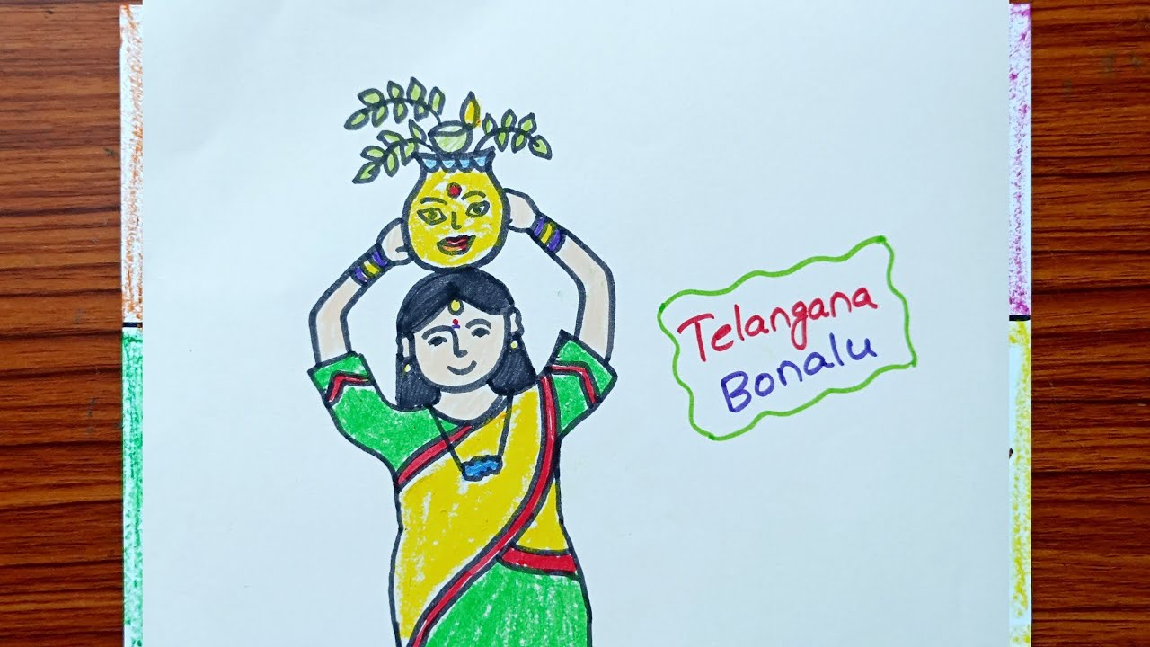Bonalu festival drawing || bonam drawing || Bonalu festival easy ...
