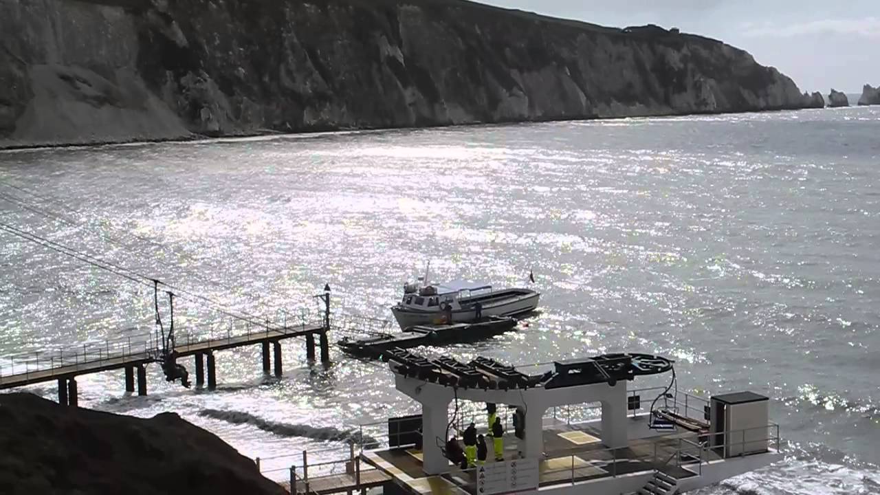 Needles boat mooring at Alum Bay - YouTube