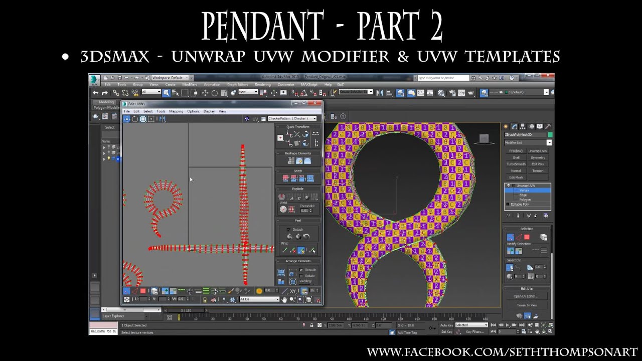 Pendant Part 2 - UVW mapping in 3DsMax - YouTube