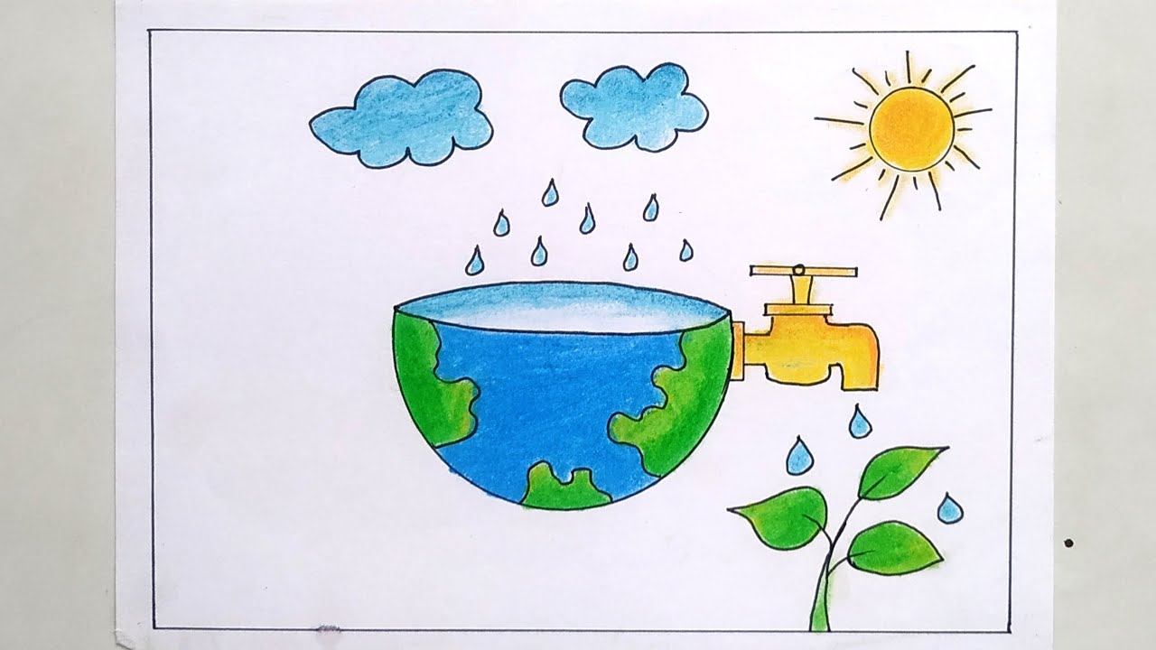 World Water Day Poster Drawing / Save Water Save Life Drawing / Save ...