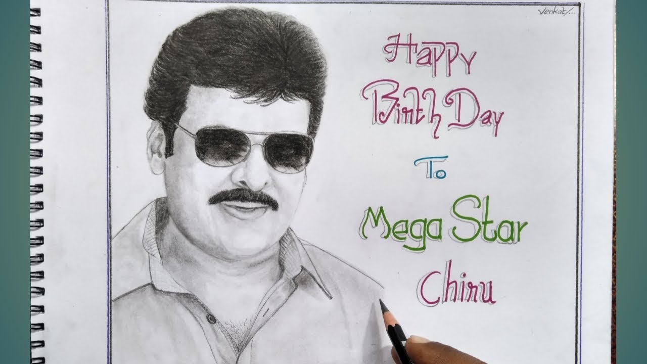 How to draw the image of Mega Star Chiranjeevi//20th video of Chitram ...