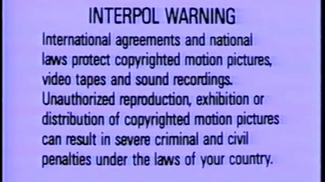 FBI Warning/Interpol Warning Screens (1992) - YouTube
