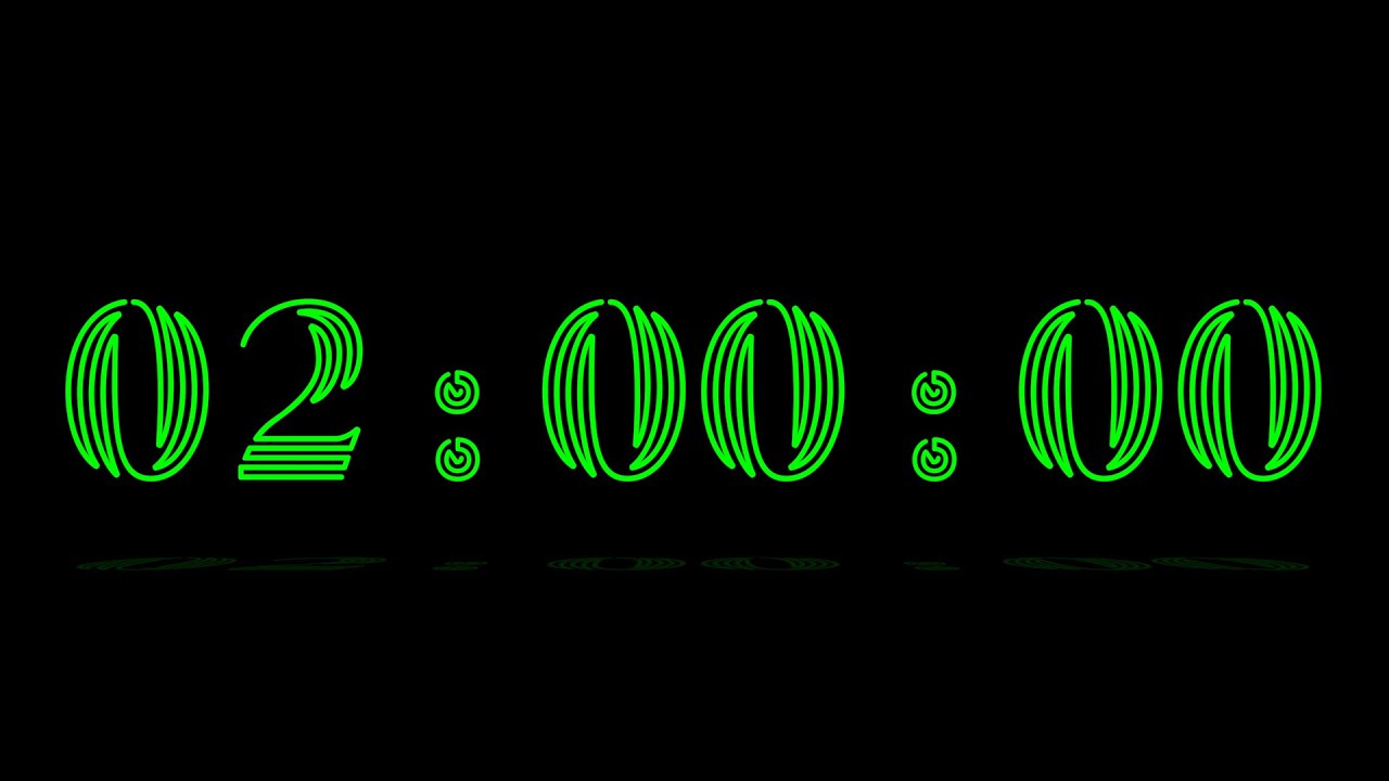 2 Hours Countdown Timer with Alarm & Time Markers / Chapters - Neon ...