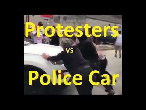 Protesters vs Police Car #WalkAway - YouTube