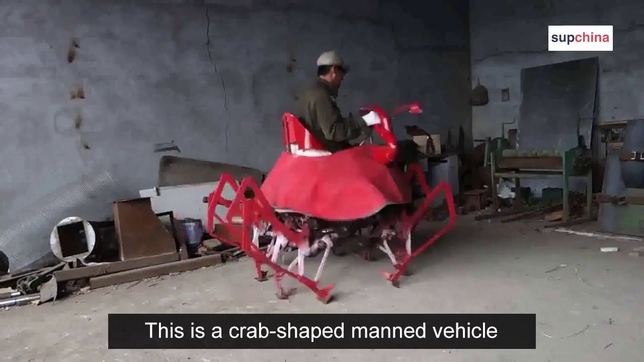 Chinese man invents crab-shaped manned vehicle - YouTube
