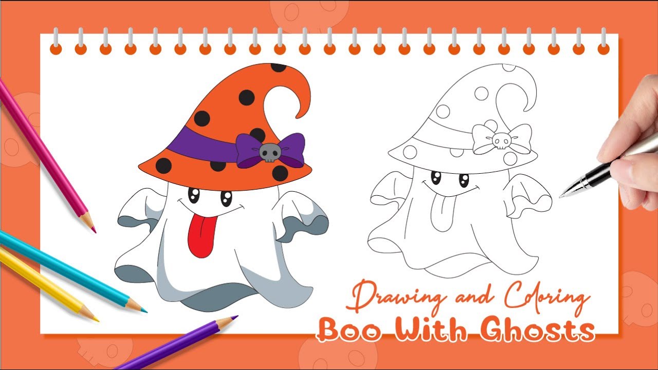 How to Draw Boo With Ghost For Halloween Easy For Kids | Sanrio ...