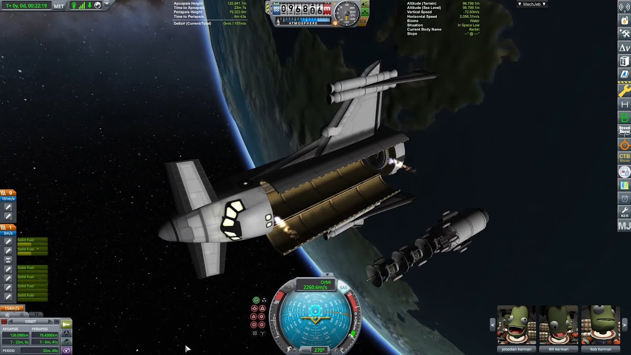 KSP: Solid Rocket Shuttle, deploying a comsat constellation - YouTube