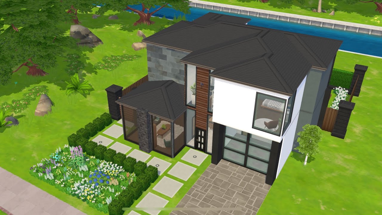 Modern home - square rooms build | The Sims Mobile - YouTube