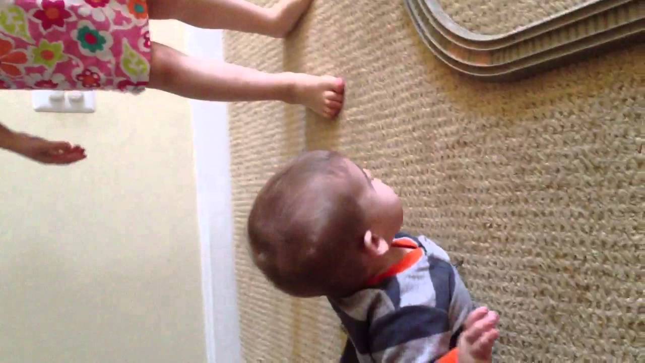 Baby Trying to Catch Toy Train - YouTube