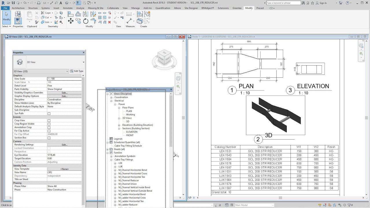 Revit adding Cable Tray Reducer types - YouTube