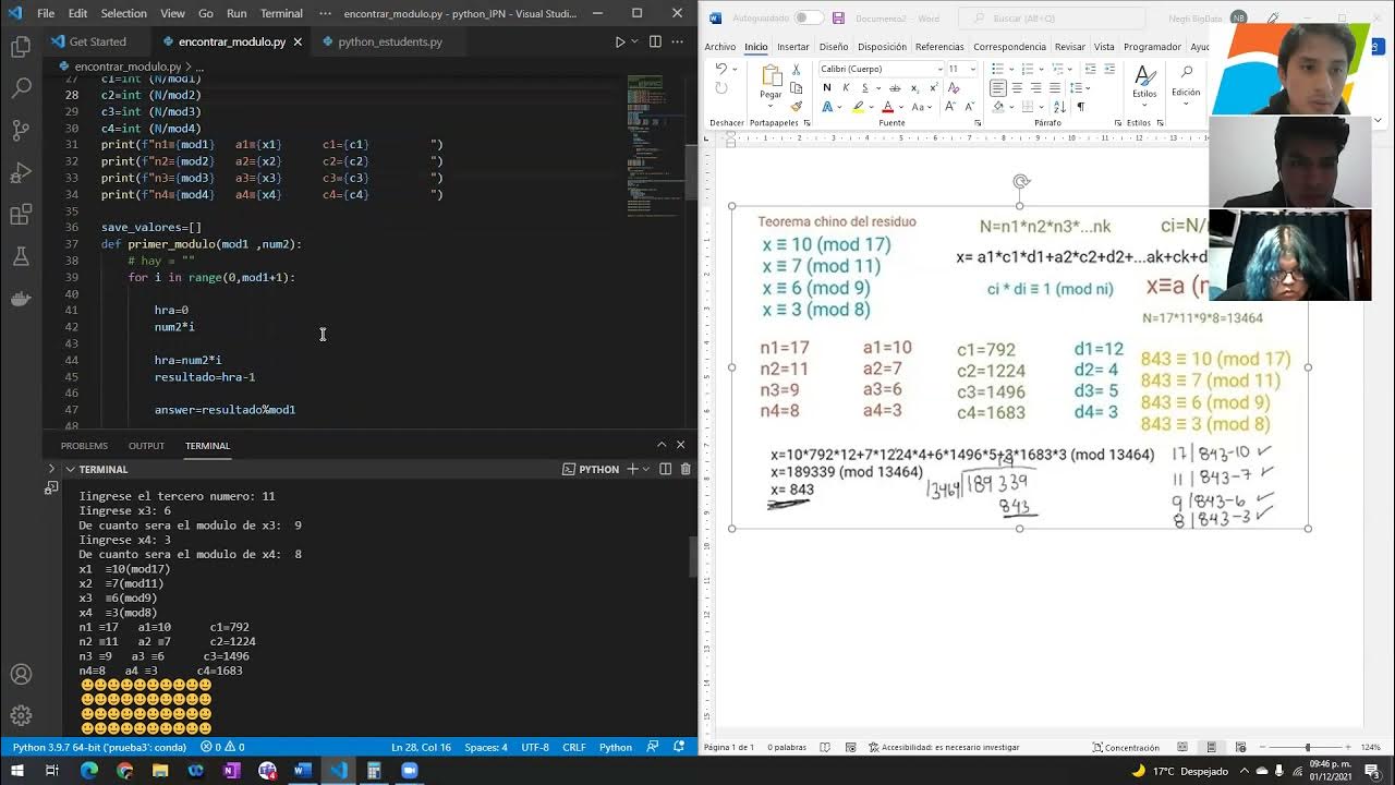 Teorema Chino del residuo en Python - YouTube