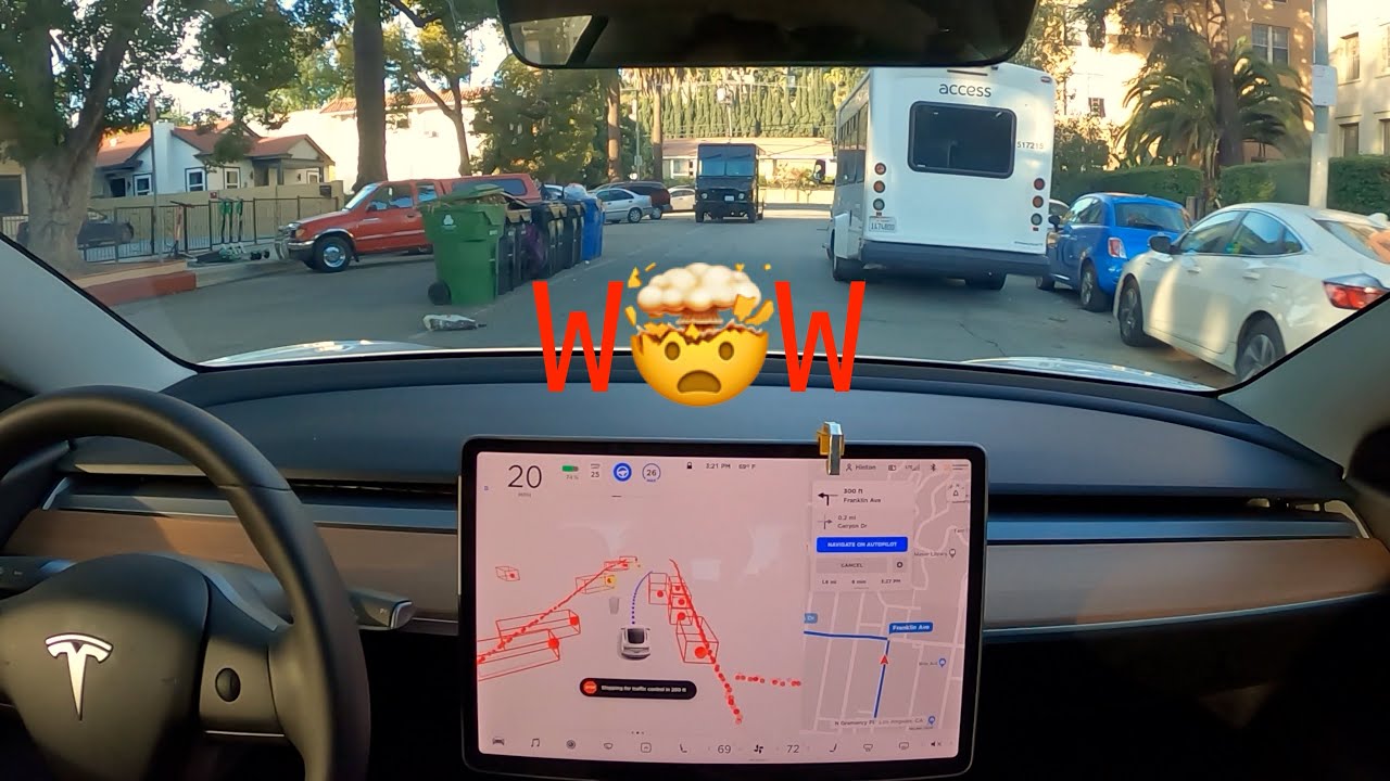 FSD beta 7 Tesla 2020.48.10.1 going to HOLLYWOOD || impossible Narrow ...