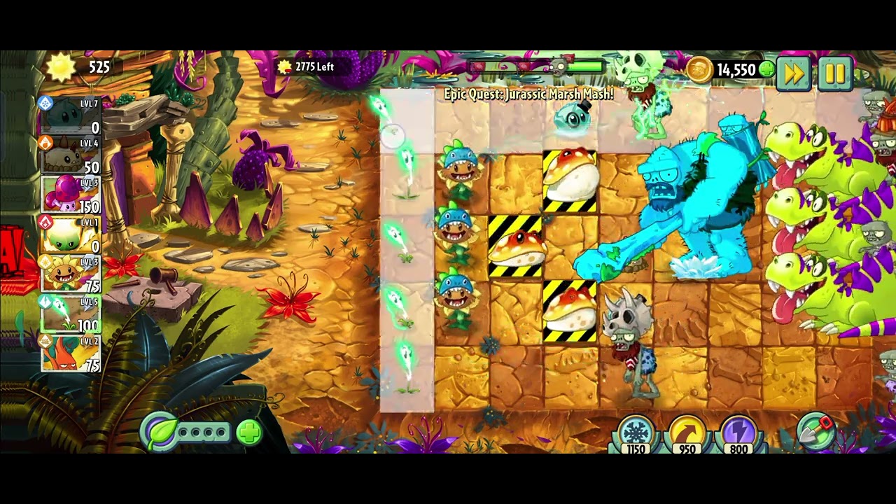 PLANTS VS ZOMBIES 2 JURASSIC MARSH LEVEL 34 EASY WALKTHROUGH - YouTube