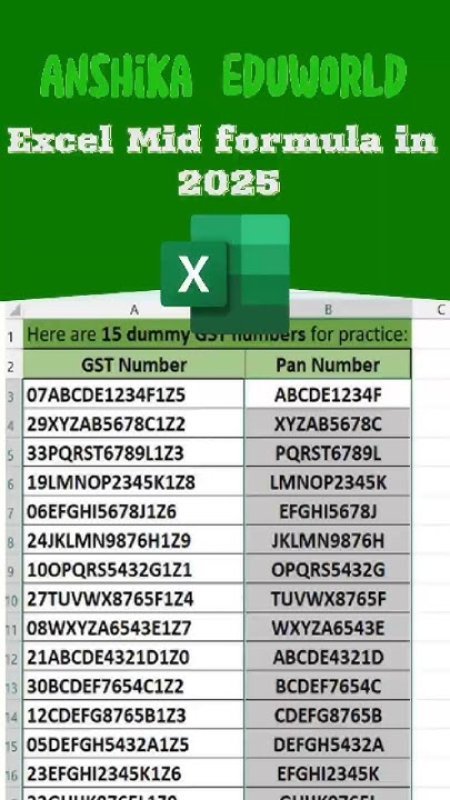 Mid fromula,excel formula for number series,excel tutorial for beginners #tips_and_tricks #excel ...