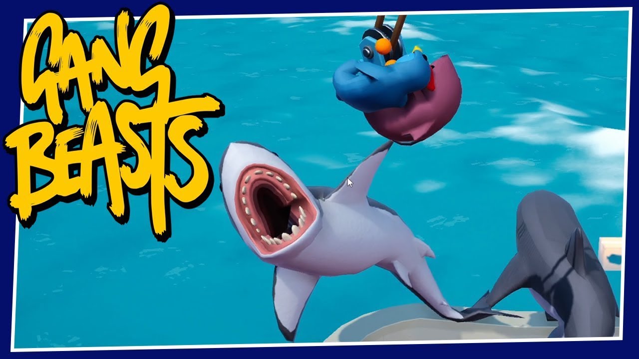 Gang Beasts Funny Moments - SHARK ATTACK! - YouTube
