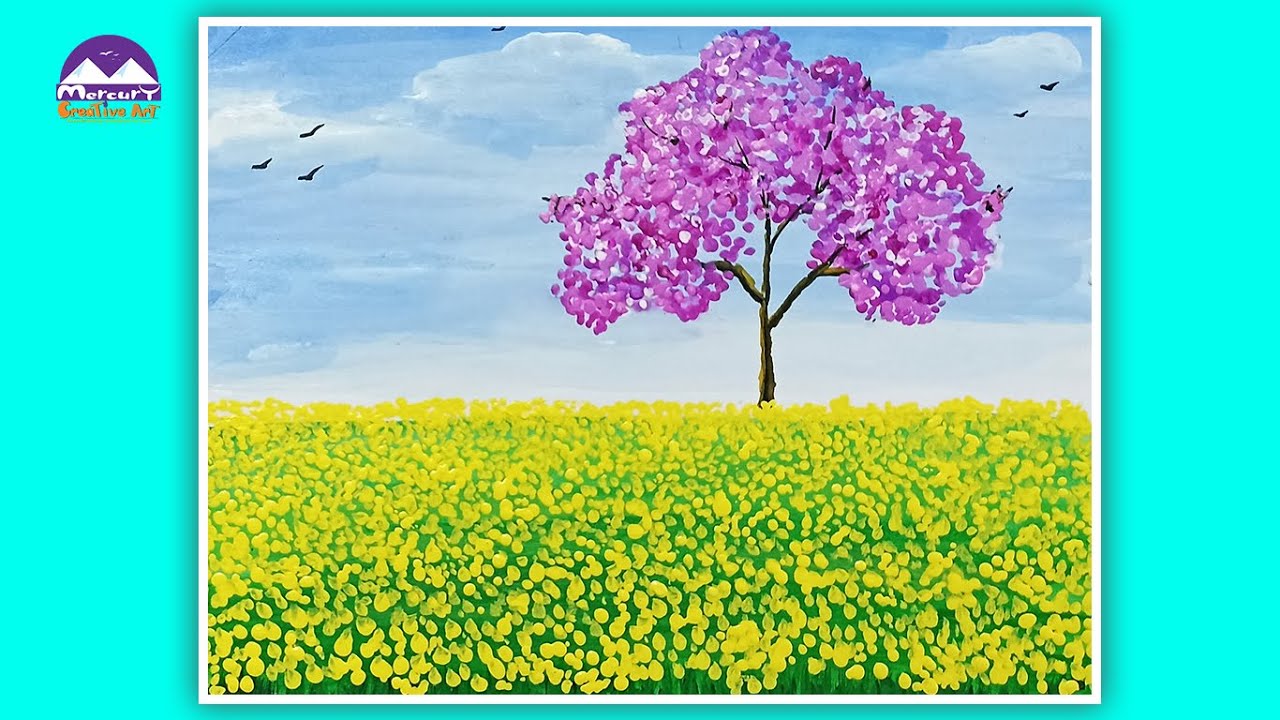 How to draw beautiful painting / how to draw Paddy Fields - YouTube