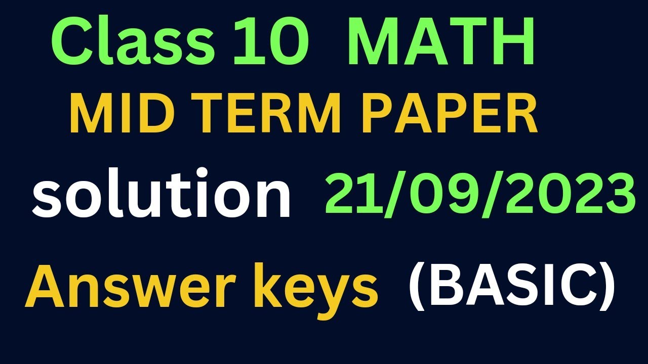 Class 10 Maths Question Paper 2023-24 | Morning Shift Maths Paper (Basic) Mid Term 2023 - YouTube