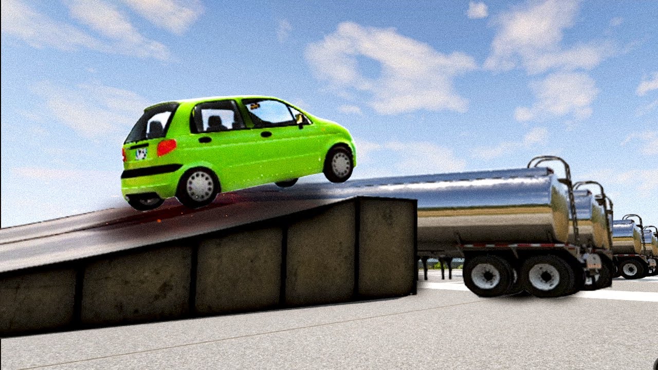 Epic High Speed Car Jumps - BeamNG Drive: Mercedes, BMW, Tesla, Mazda ...