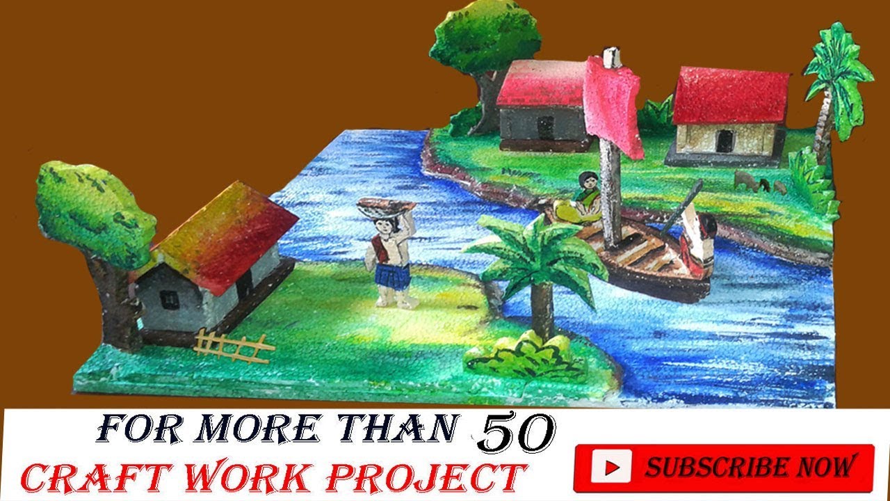 thermocol village model / thermocol village project - YouTube