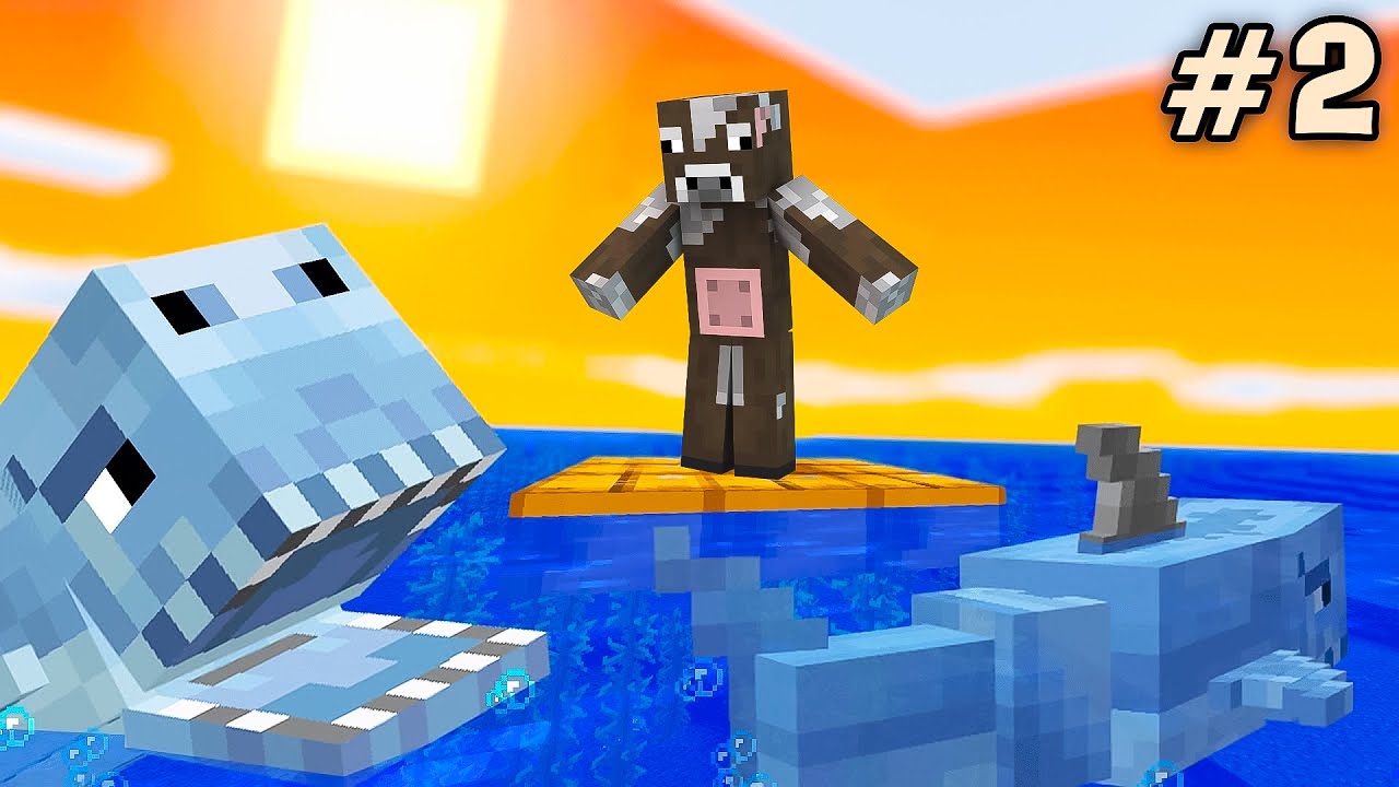 Minecraft But I'm On My Raft IN THE MIDDLE OF THE OCEAN!? Cow man ...