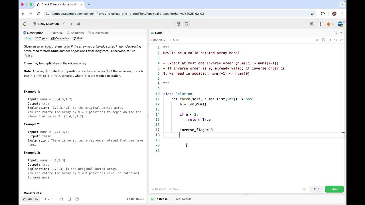 leetcode 1752 Check if Array Is Sorted and Rotated | simple check - YouTube
