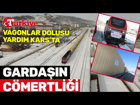Azerbaycan Deprem Yardımlarına Devam Ediyor! Tonlarca Malzemenin Olduğu Tren Kars’a Ulaştı