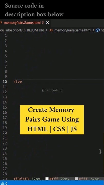 Create Memory Pairs Game Using HTML | CSS | JS - YouTube