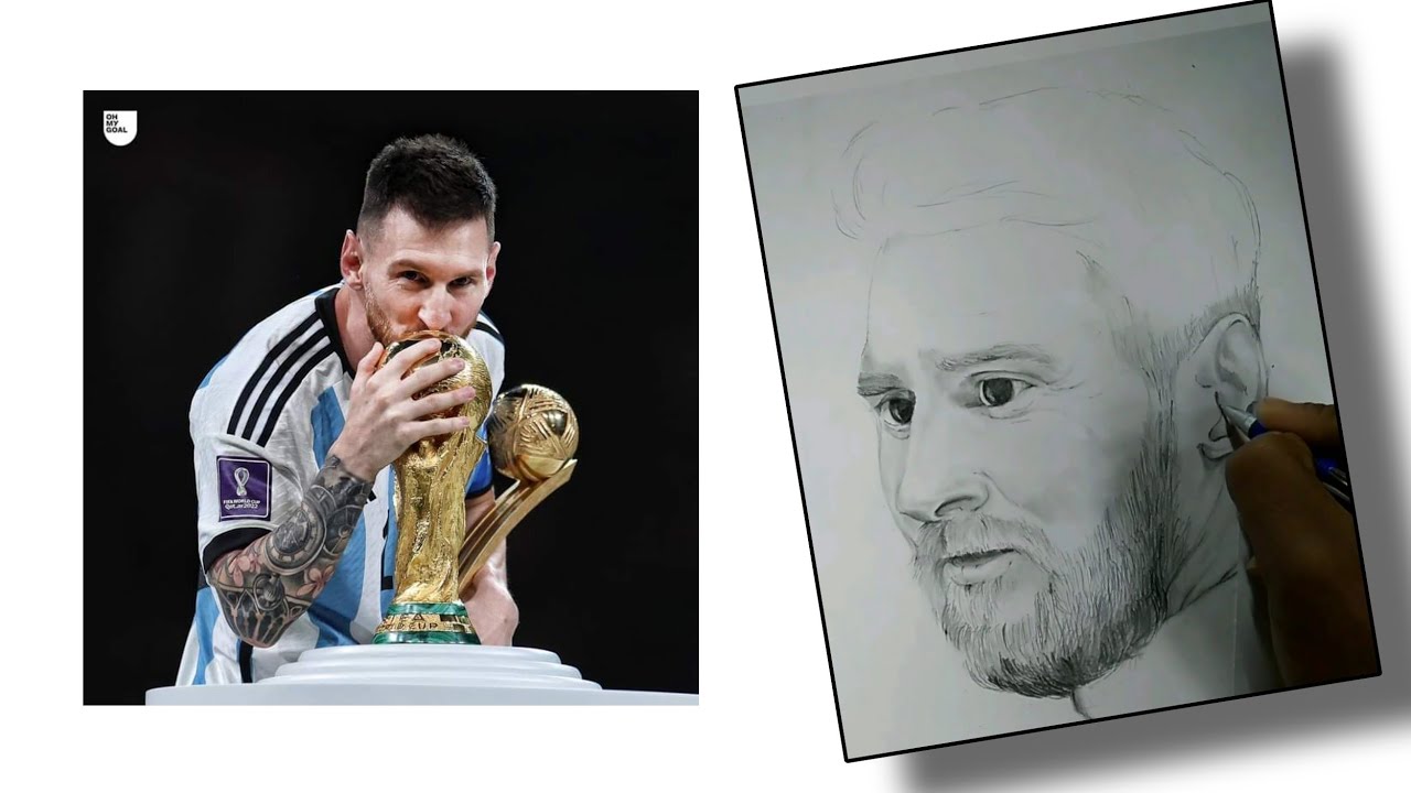 @messi drawing with graphite pencile - YouTube