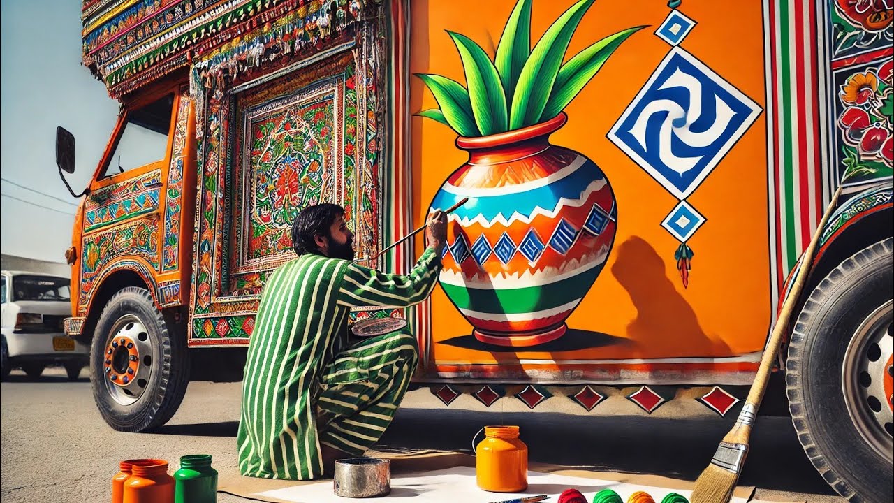How to draw kalash in Truck Body | Kalash painting kaise karein | Truck ...