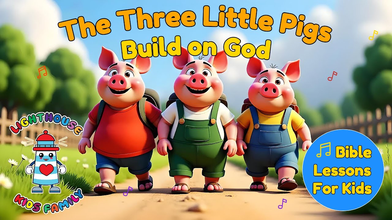 The Three Little Pigs Build on God 🐷| Kids Christian Song without ...