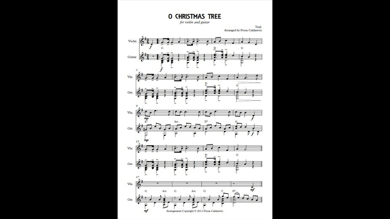 'O Christmas Tree' arranged for violin and guitar - YouTube