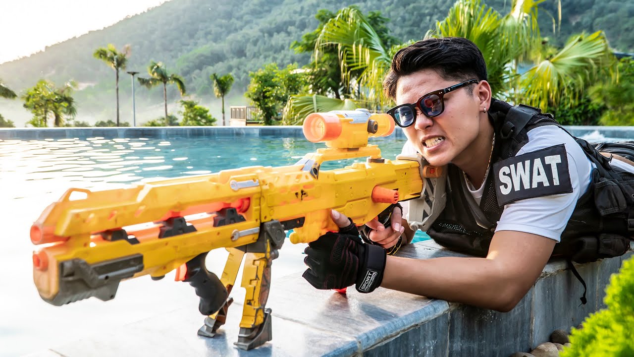 LTT Game Nerf War : Couple Warriors SEAL X Nerf Guns Fight Crime Mr ...