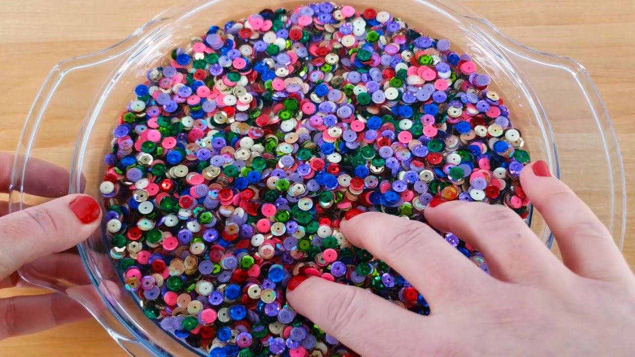 Clear Slime with Sequins ! Satisfying ASMR Video ! Making Slime ! Part ...