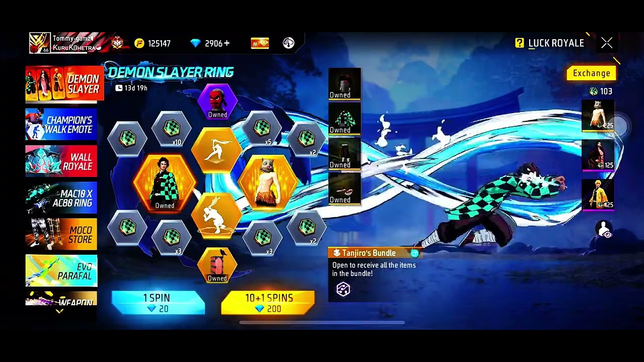 Opening all rare items Tanjiro bundle . Beast breathing fifth form emot ...