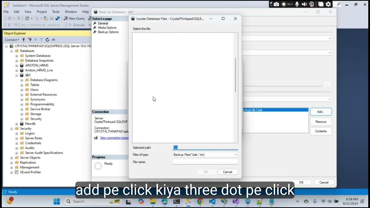 Create & Restore SQL Server Database Backup Without Direct Server ...