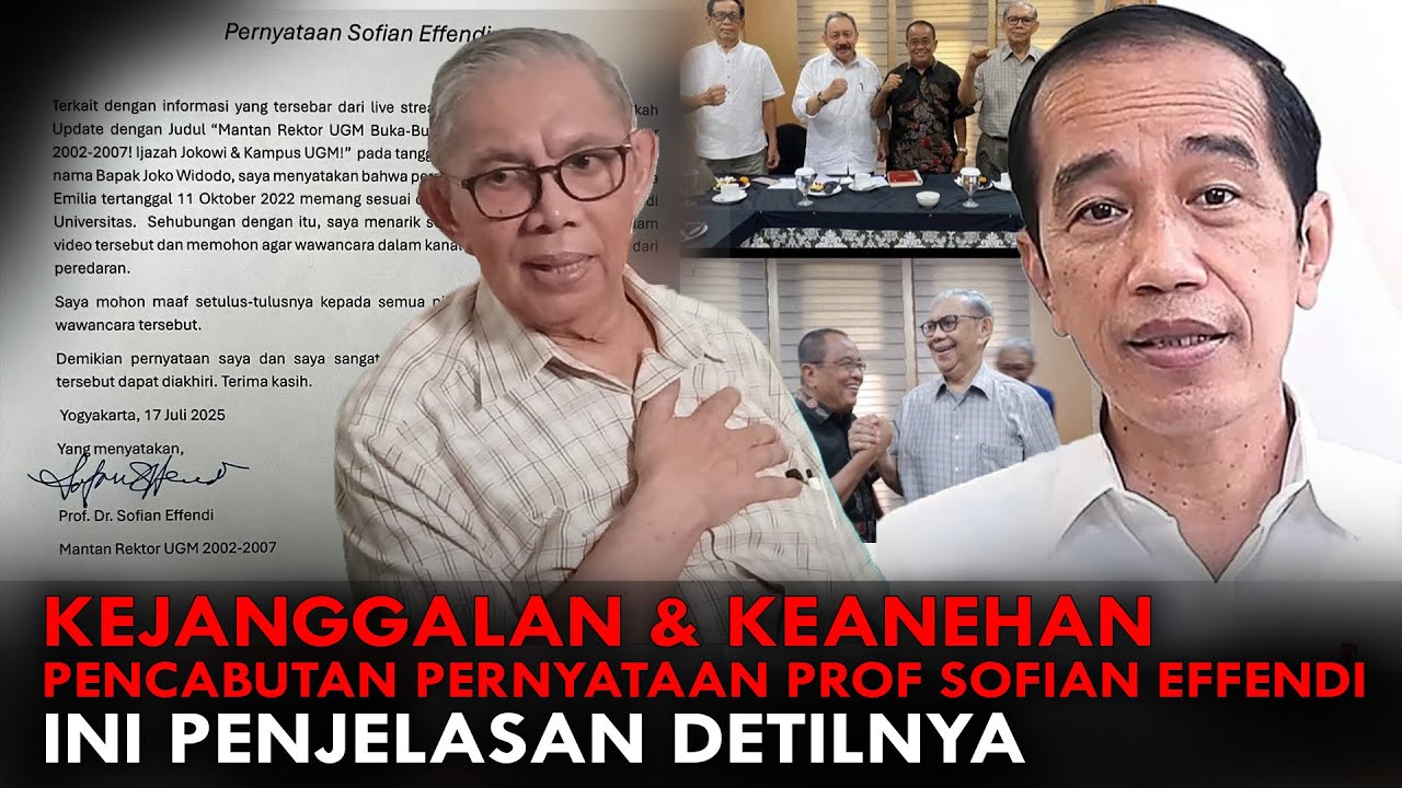 KEJANGGALAN & KEANEHAN PENCABUTAN PERNYATAAN PROF SOFIAN EFFENDI. INI ...