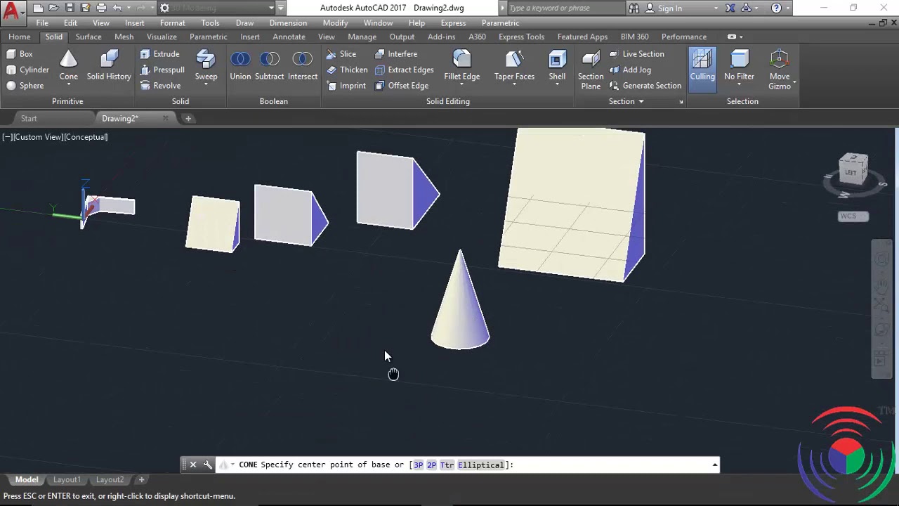 Autodesk AutoCAD: How to use Solid Cone Command in Autodesk AutoCAD ...