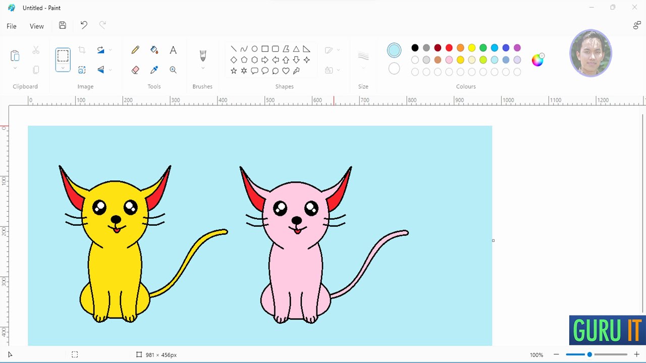 Menggambar Kucing dengan Paint - YouTube