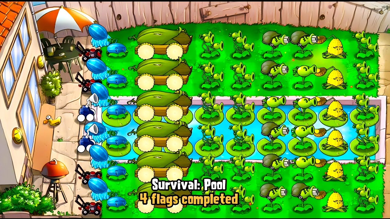 PVZ HACK *SURVIVAL POOL COB CANON+PULT+PEA VS ALL ZOMBIES CHALLENGE ...