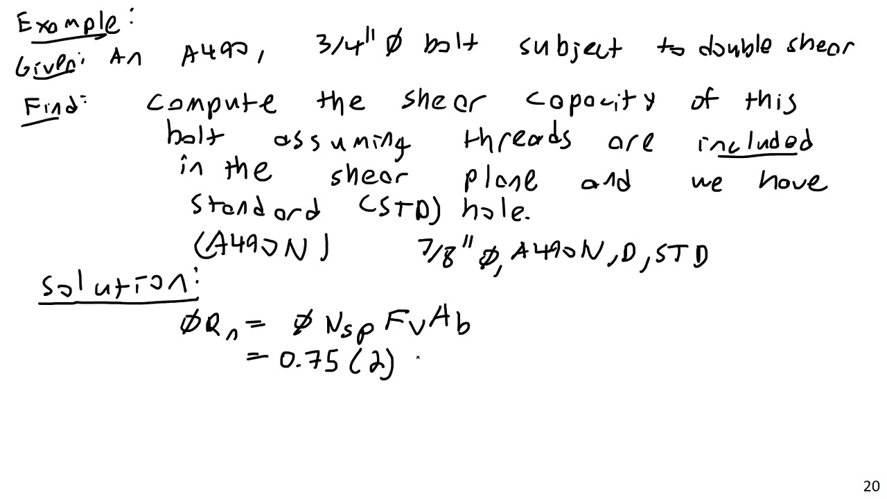Bolt Shear Strength Example Steel And Concrete Design YouTube