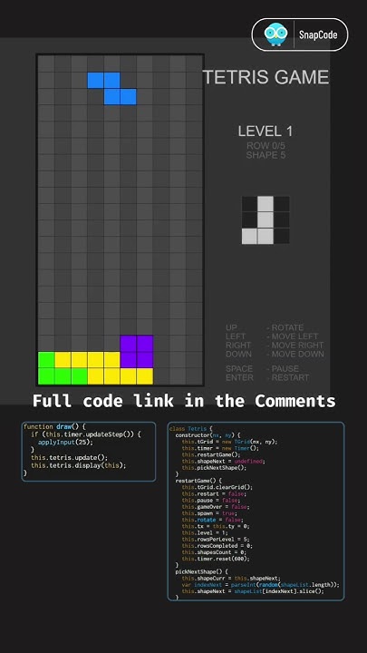Tetris using p5.js 🤩 #p5js #javascript #shortsfeed #html #css #coding #tetris #satisfying # ...