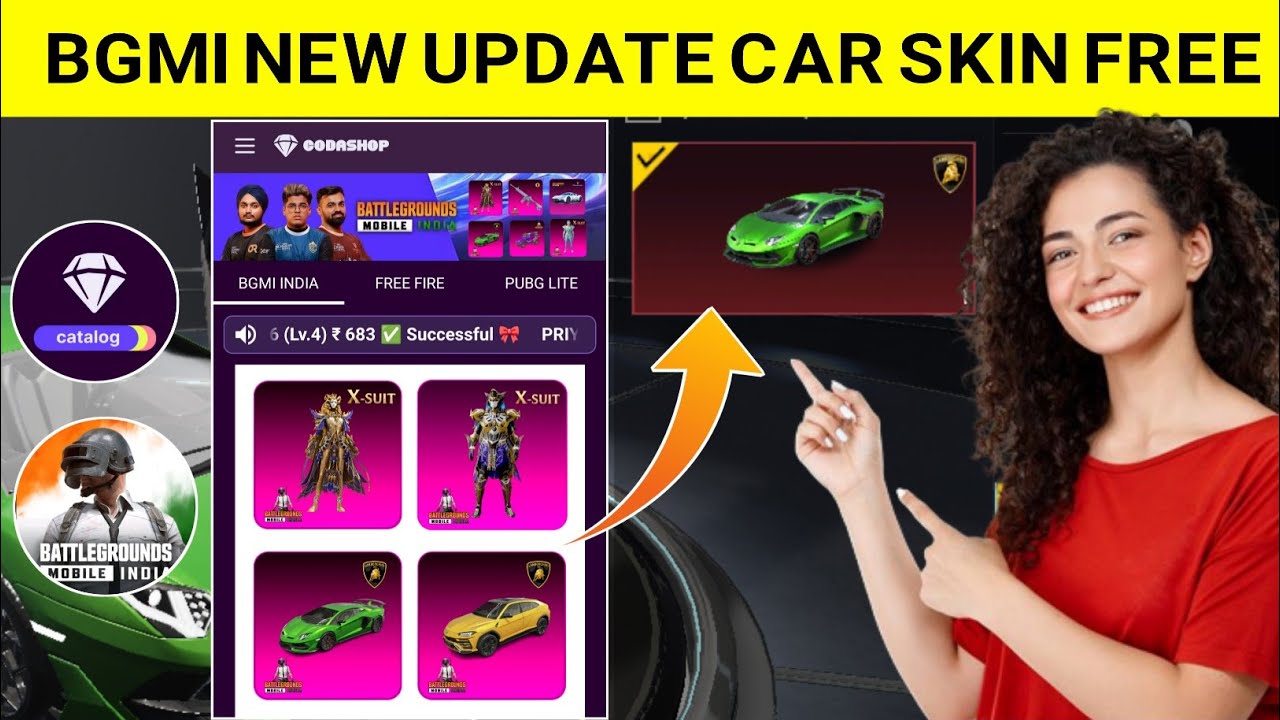 BGMI NEW UPDATE LAMBORGHINI CAR SKIN FREE | BGMI UC PURCHASE | GET FREE ...