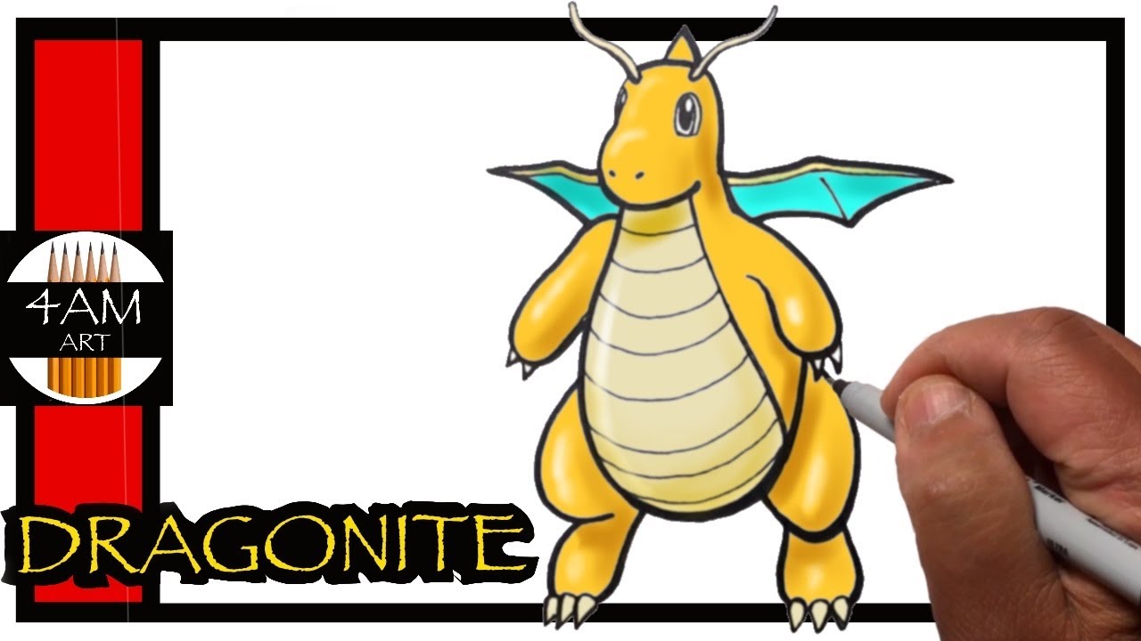 How to Draw POKÉMON DRAGONITE, Step by Step - YouTube