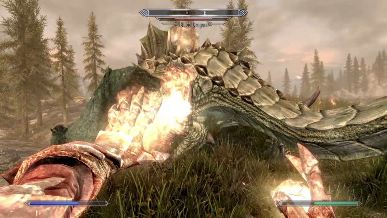 Skyrim Ash Spawn vs Blood Dragon - YouTube