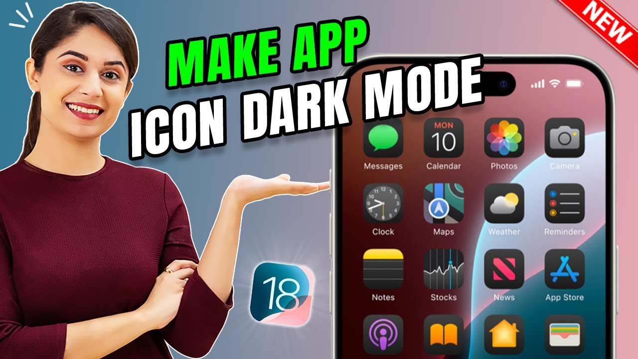 iOS 18 : how to make app icon dark mode - Full Guide - YouTube