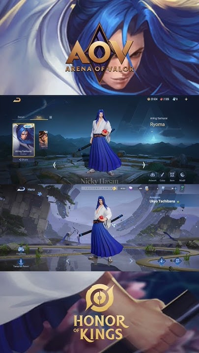 Ukyo Tachibana Masuk ke AOV jadi skin Hero Ryoma : HOK vs AOV! #aov #hok #moba - YouTube