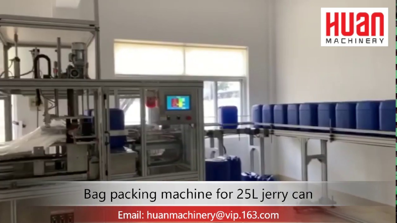Automatic bag packing bottle machine for 25L jerry can - YouTube